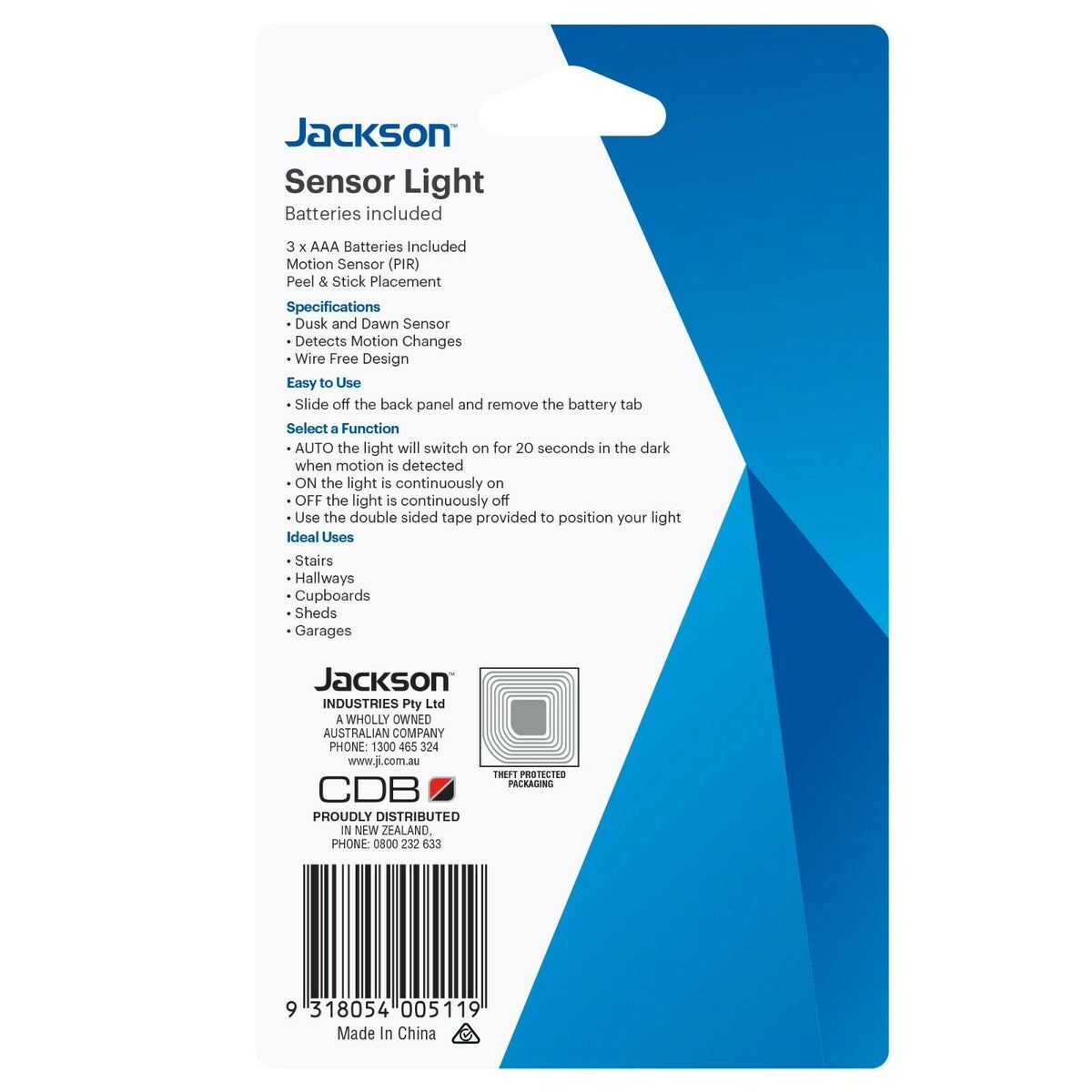 Jackson Battery Motion Sensor Light - PT119L - Great for the Garage/Ha ...